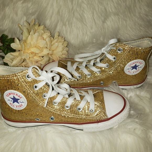 Converse | Shoes | Converse Girls Size 2 Sparkly Gold | Poshmark